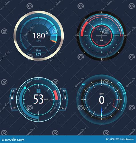 Analog Speedometer Odometer For Car Speed Panel Stock Vector