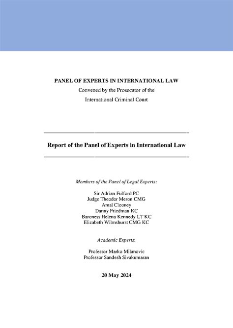Icc 240520 Panel Report Eng Panel Of Experts In International Law