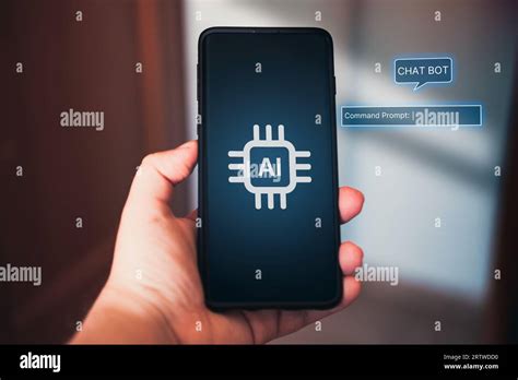 Woman Showing Smartphone While Using An Ai Chatbot Command Prompt Ai