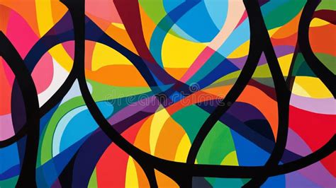 Vibrant Abstract Geometric Art With Colorful Intersecting Shapes Stock Illustration