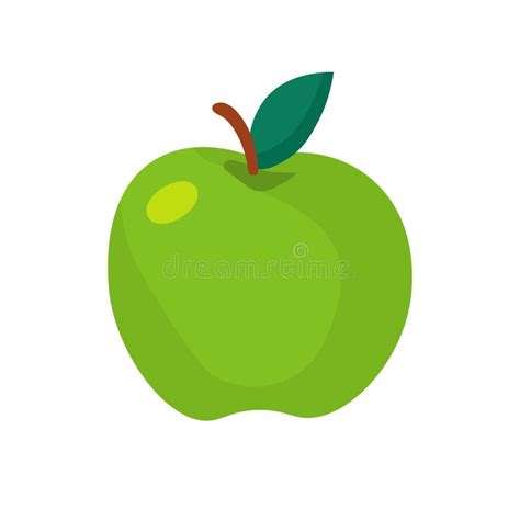 Green Apple Fruit Vector Flat Illustration Design Template Elements Isolated On White Stock
