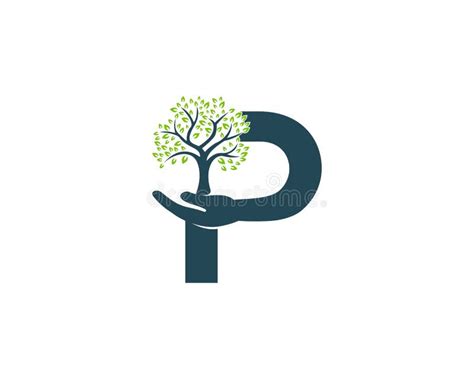 Letter P With Tree Nature Logo Design Stock Vector Illustration Of