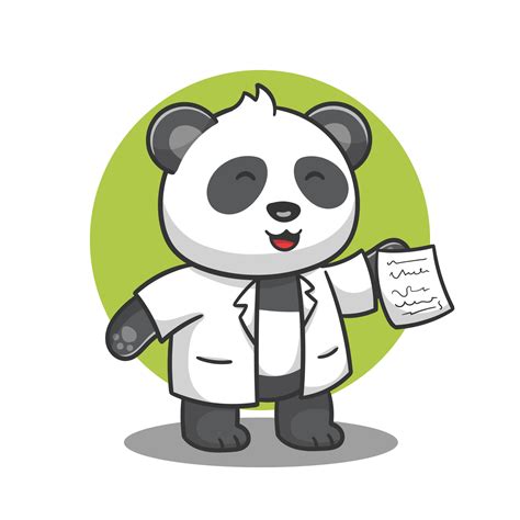 Illustration Of Cute Cartoon Doctor Panda Brings Paper Vector Design