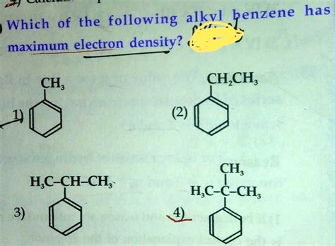Which of the following alkyl benzene has maximum electron density?