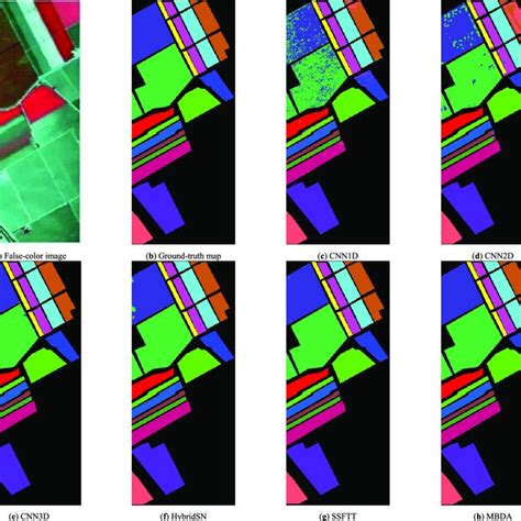 classification maps on salinas valley dataset a false color image