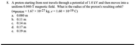 Solved A Proton Starting From Rest Travels Through A Potential Of 1