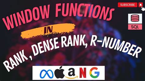 Rank Dense Rank Row Number Window Functions Part 2 Crack Product Based In Sql Youtube