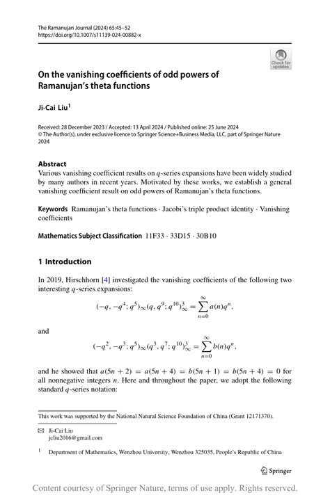 On The Vanishing Coefficients Of Odd Powers Of Ramanujans Theta Functions Request Pdf