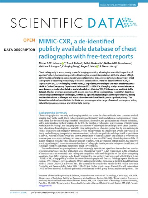 mimic cxr a de identified publicly available database of chest