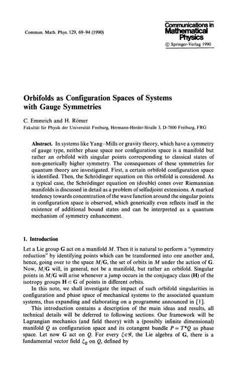Pdf Orbifolds As Configuration Spaces Of Systems With Gauge Symmetries