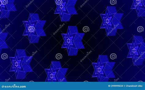blue color 3d rotating star model with glowing wireframe stock footage