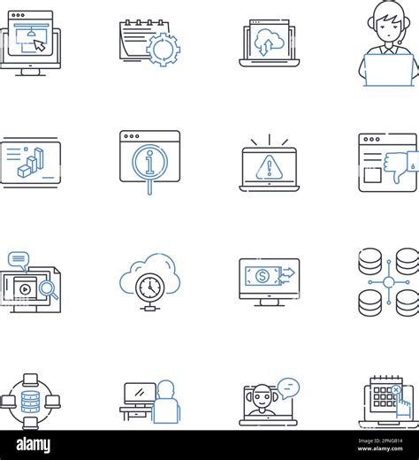 Web Security Line Icons Collection Encryption Firewall Malware
