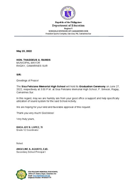 Letter Request For Sound System Pdf