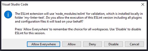 Fixing Eslint Execution Is Not Approved Or Denied In Visual Studio Code