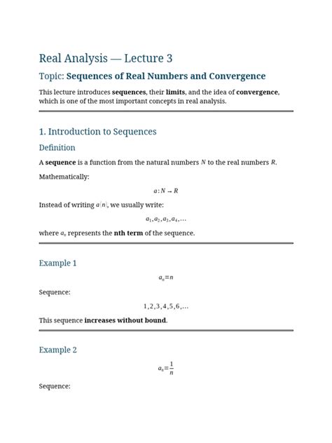 Real Analysis Lecture 3 Pdf Sequence Real Analysis