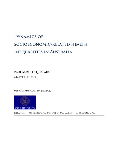 Pdf Dynamics Of Socioeconomic Related Health Inequalities In Australia