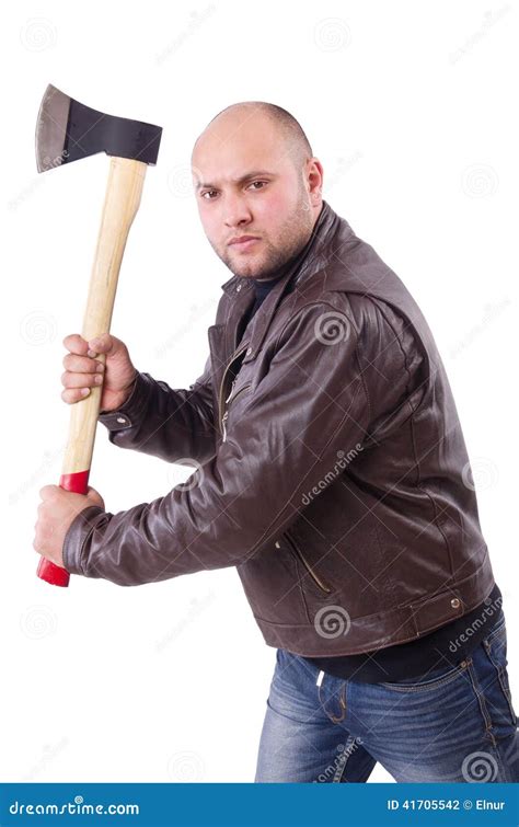 Man With Axe Isolated Stock Photo Image Of Male Cruel