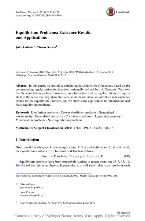 Equilibrium Problems Existence Results And Applications Request Pdf