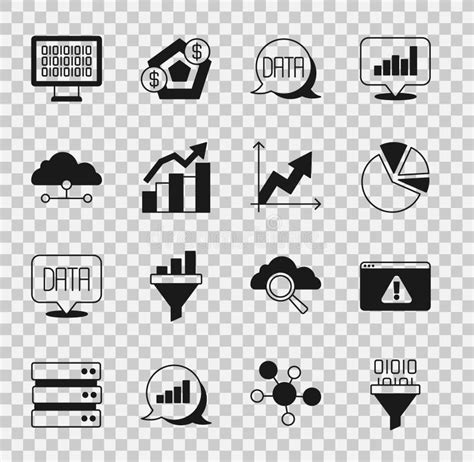 Set Binary Code Browser With Exclamation Mark Pie Chart Infographic