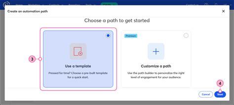 create an automation path with a pre built template