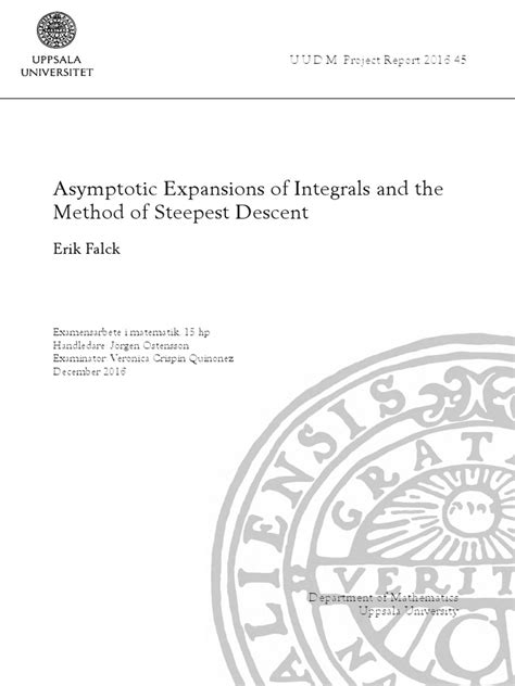 Asymptotic Expansions Of Integrals And The Method Of Steepest Descent