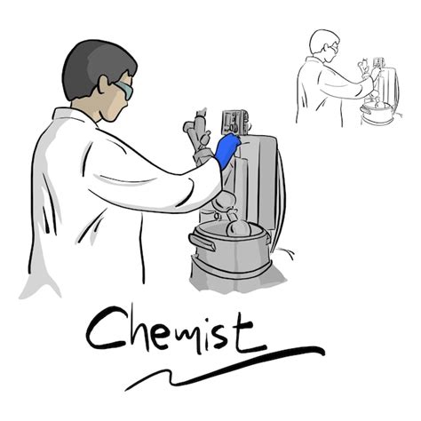 Premium Vector Female Chemist Working With Equipment In Laboratory Vector Illustration Sketch