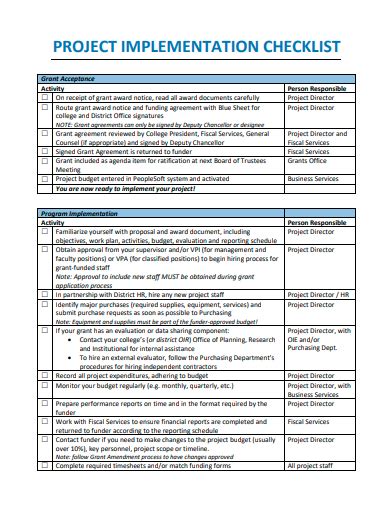 Free 33 Implementation Checklist Samples In Pdf Ms Word