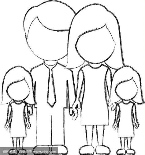 全家福简笔画四口之家俩女简单笔画怎么画啊（漂亮11张） 简笔画图片大全