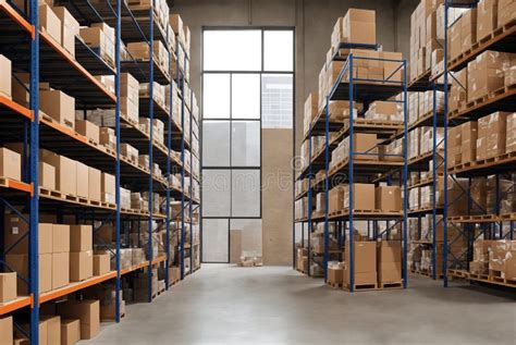 Industrial Warehouse Racks With Boxes Generative Ai Stock Illustration Illustration Of