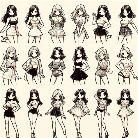 A 2x2 Grid Of Appealing Female Cartoon Characters In Ink And Color