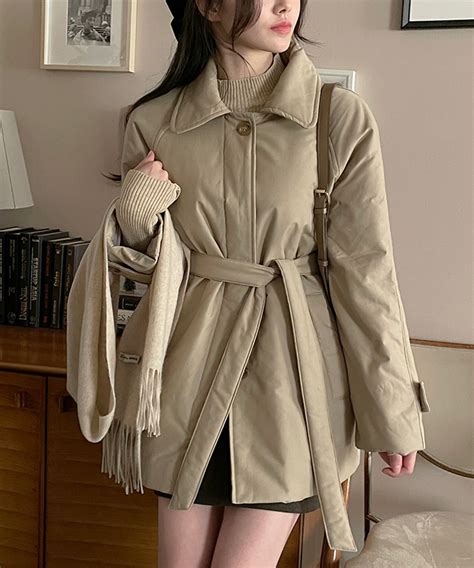 클래식블랑 키작녀ver 코첼 누빔 카라 벨트 겨울 출근룩 하객룩 하프패딩 숏패딩 코트