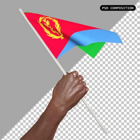 Premium Psd 3d Hand Hold Country Of Eritrea Flag 3d Render