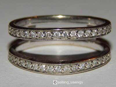 14k White Gold Diamond Pave Wedding Ring Guard Wrap Size 625 Ebay