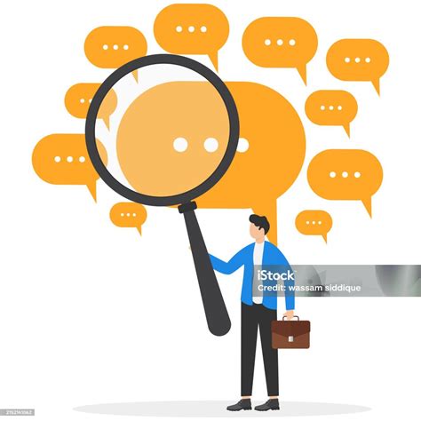 대답을 찾고 문제를 해결하고 창의적인 아이디어를 찾고 플랫 스타일의 벡터 일러스트 레이 션을 손에 거대한 돋보기를 가진 남자 개념에 대한 스톡 벡터 아트 및 기타 이미지