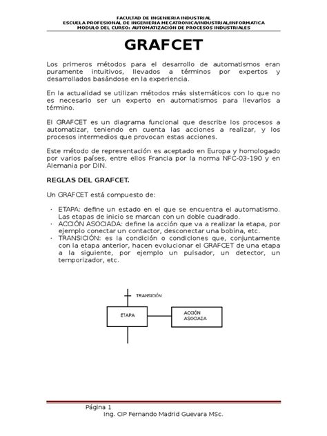 Graphe Fonctionnel De Commande Etape Transition Pdf Mecatrónica Evolución