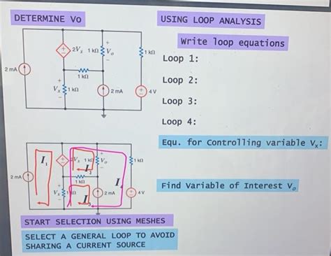 solved determine vo using loop analysis write loop equations
