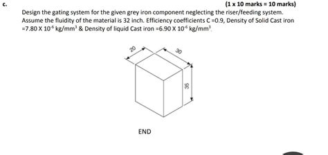 Solved Design The Gating System For The Given Grey Iron