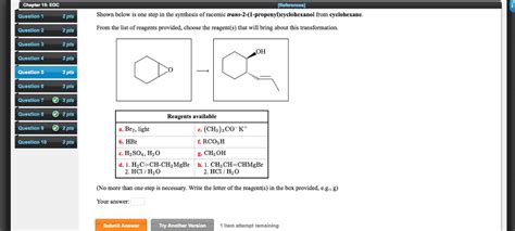 Solved Shown Below Is One Step In The Synthesis Of Racemic