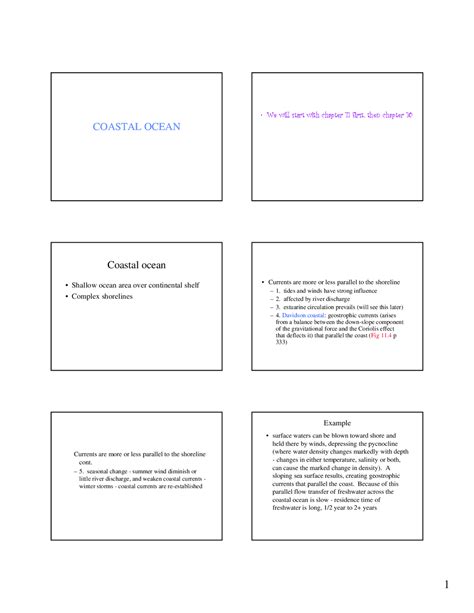 Coastal Ocean Upwelling Temperature Salinity Estuaries Prof M