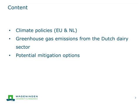 Examples Of Mitigation Strategies In The Dutch Dairy Sector Ppt Free Download
