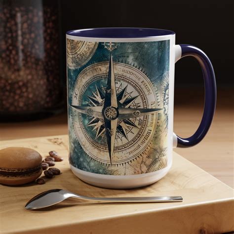 Nautical Mug Compass Rose Coastal Kitchenware 11 Oz Sailing Theme Etsy