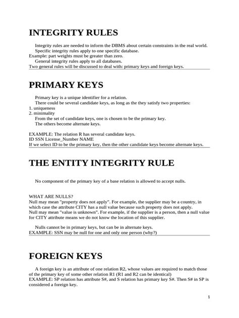 Database Notes Integrity Rules Pdf