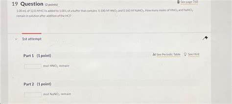 Solved Question Points ML Of MHCl Is Added To Chegg Com