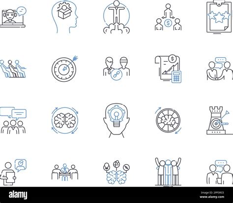 Collaborative Organization Line Icons Collection Synergy Partnership