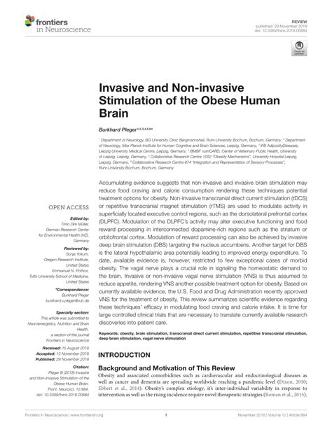 Pdf Invasive And Non Invasive Stimulation Of The Obese Human Brain