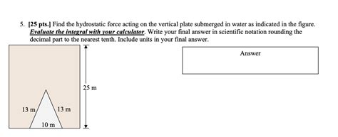 SOLVED Pts Find The Hydrostatic Force Acting On The Vertical Plate Submerged In Water