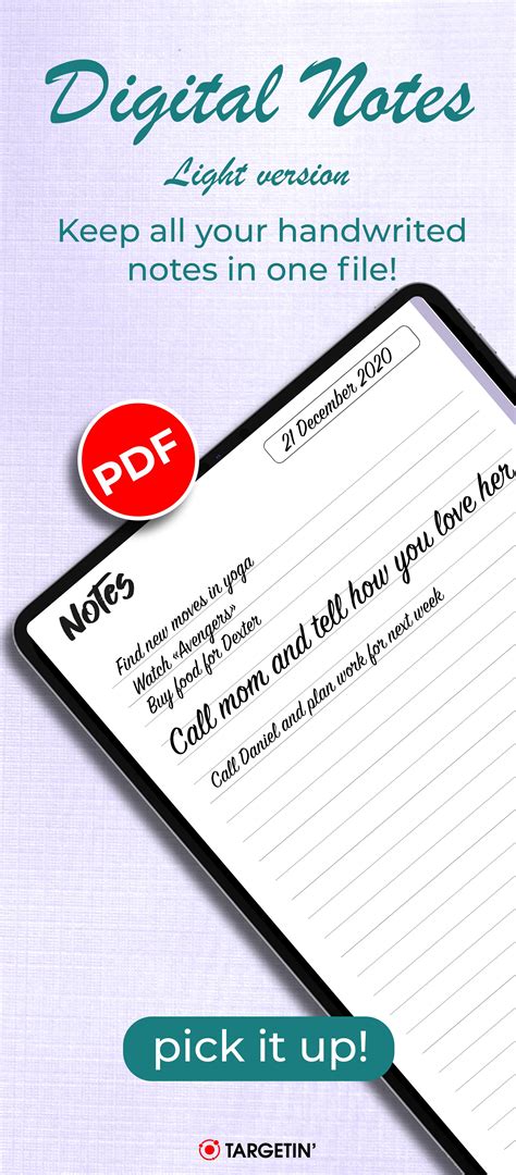 Printable Digital Notes Template Notes Planner A4 A5 Sizes High