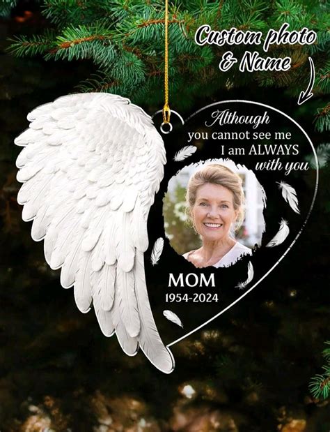 Personalized Memorial Photo Ornament Angel Wing Keepsake Etsy