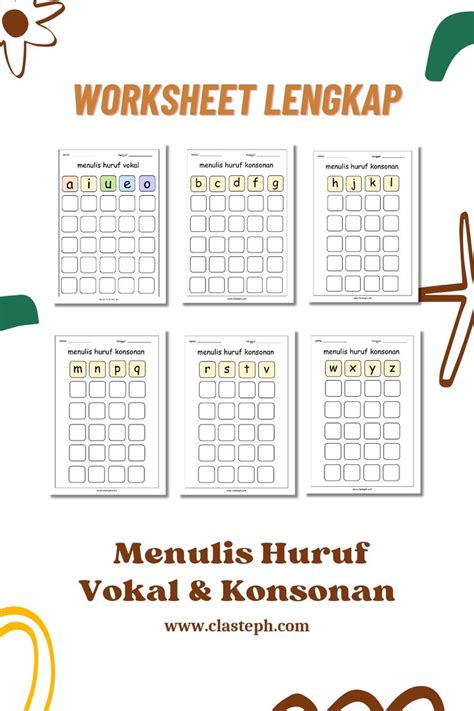 Worksheet Menulis Huruf Vokal Dan Konsonan In 2024 Worksheets Huruf