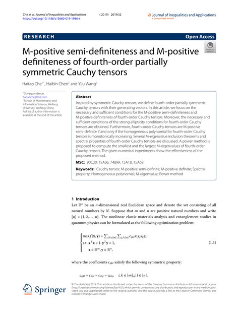 Pdf M Positive Semi Definiteness And M Positive Definiteness Of Fourth Order Partially